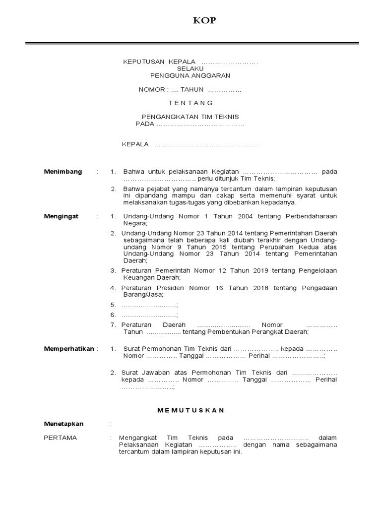 Contoh SK Tim Teknis | PDF
