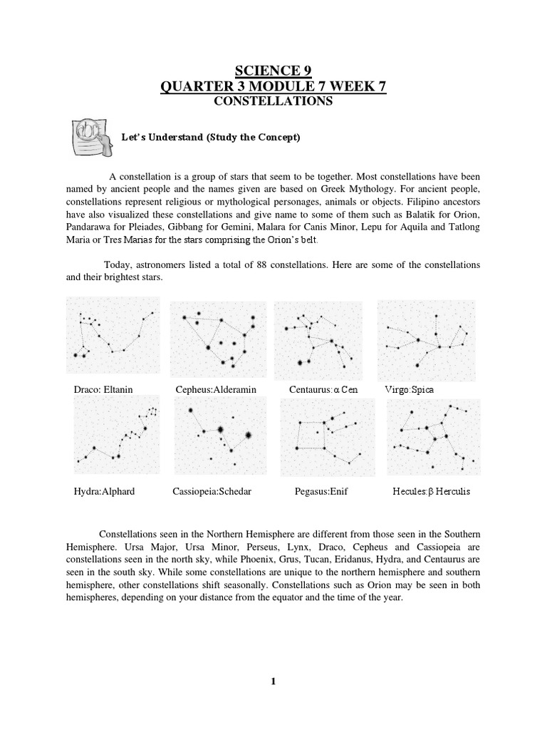 Science 9 Quarter 3 Module 7 Week 7: Constellations | PDF ...