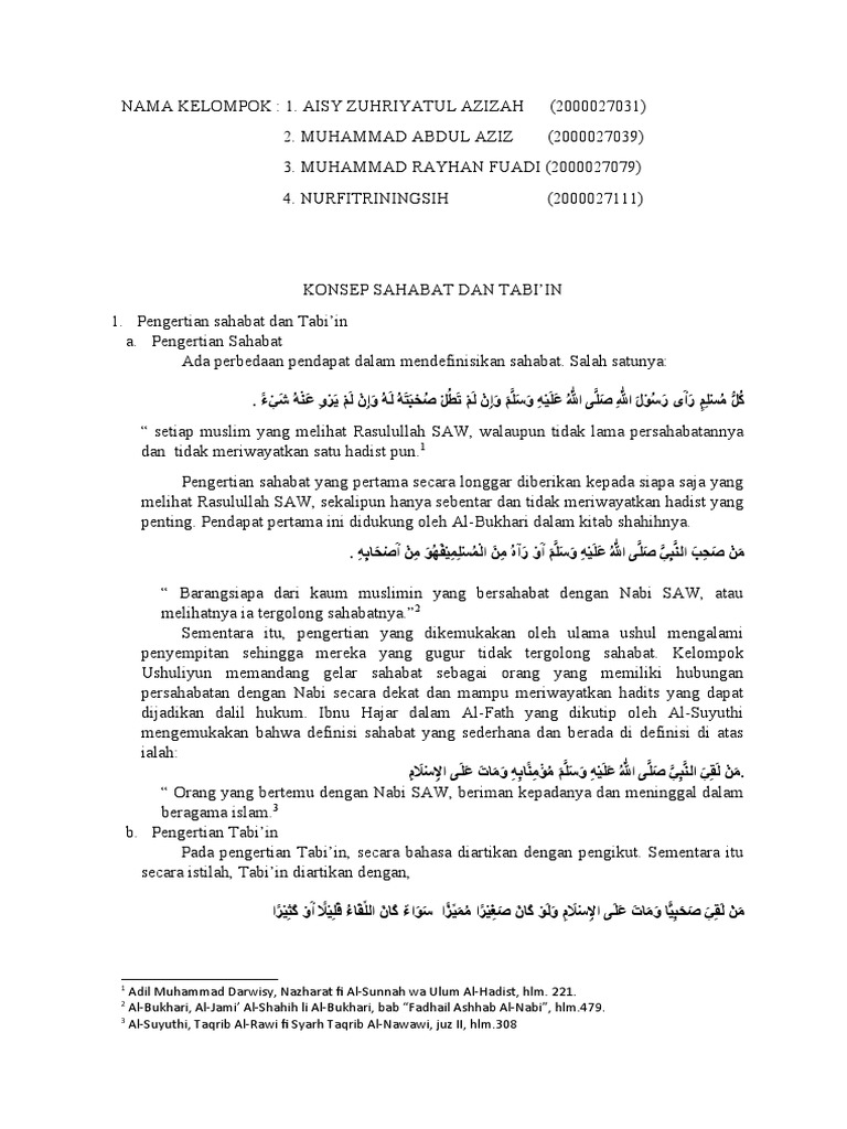 Konsep Sahabat Dan Tabi' | PDF