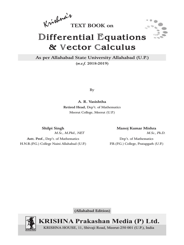Differential Equations and Vector Calculus | Download Free PDF ...