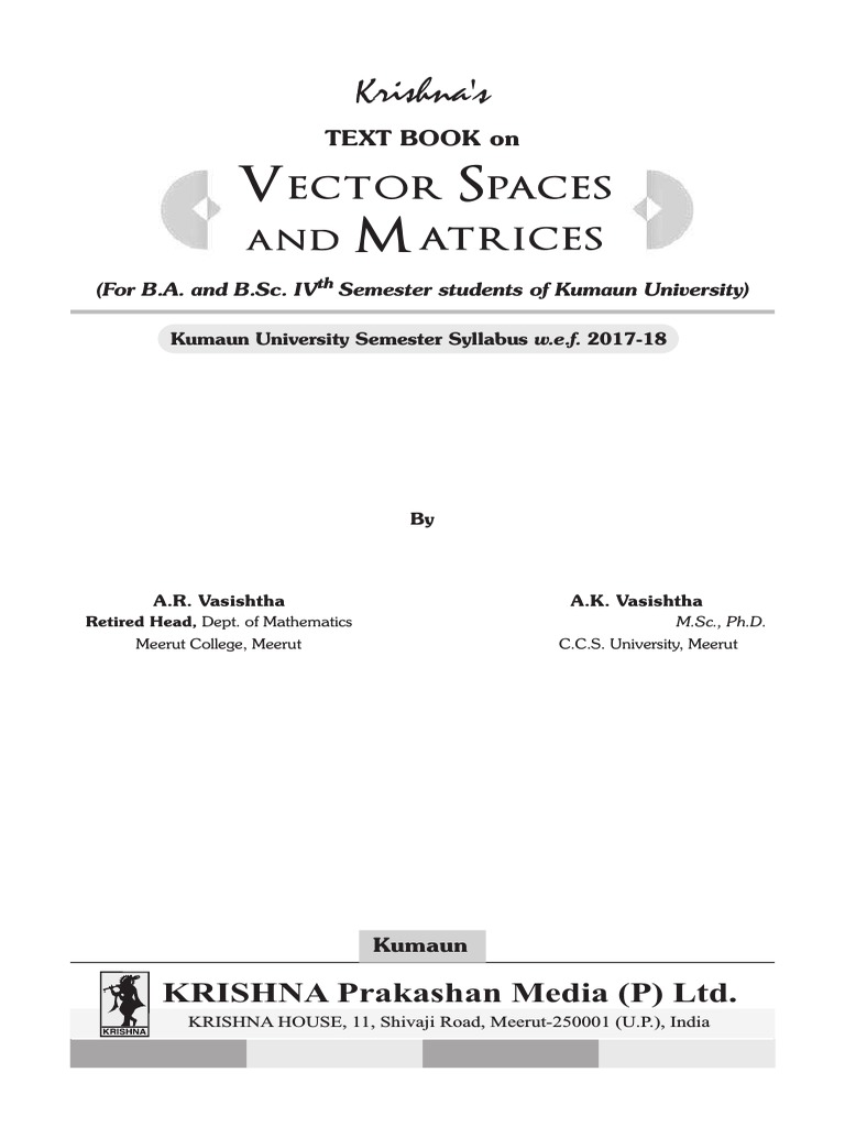 Vector Spaces and Matrices | PDF | Matrix (Mathematics) | Vector Space