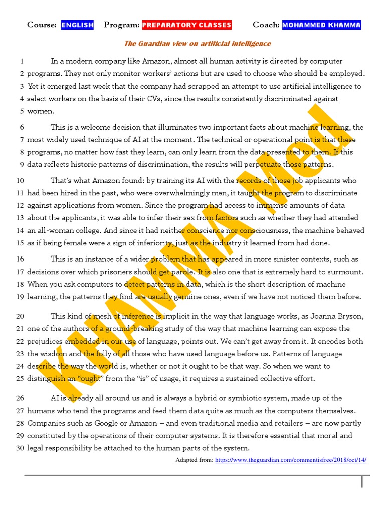 Cpge - Unit 1 - Adv 2 - 1st Yr - 20-21 (Ai) - Worksheet - Mi | PDF ...