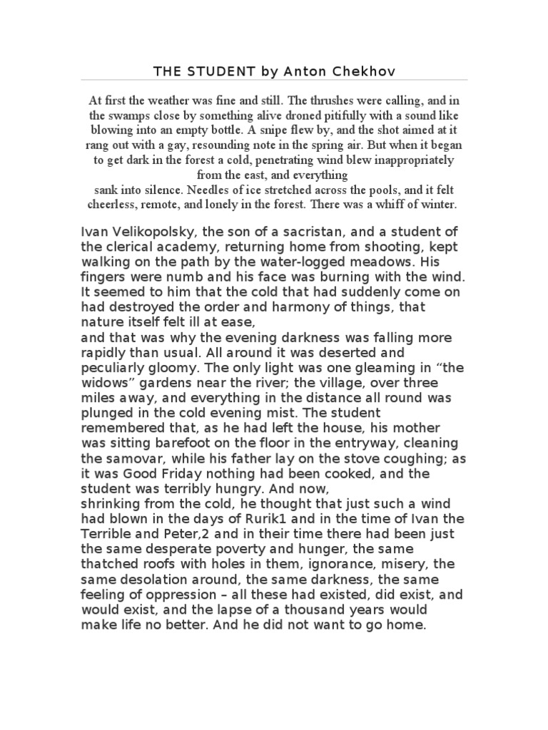 The STUDENT by Anton Chekhov | PDF | Saint Peter | Jesus