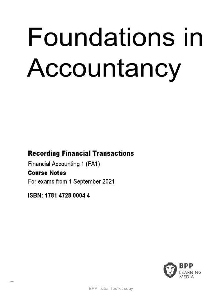 Fa1 Course Notes Pdf Bookkeeping Test Assessment