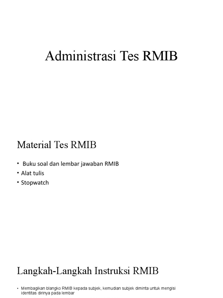Administrasi Tes RMIB | PDF