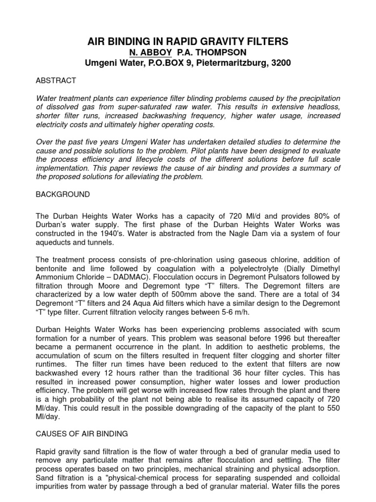 Air Binding | Filtration | Water