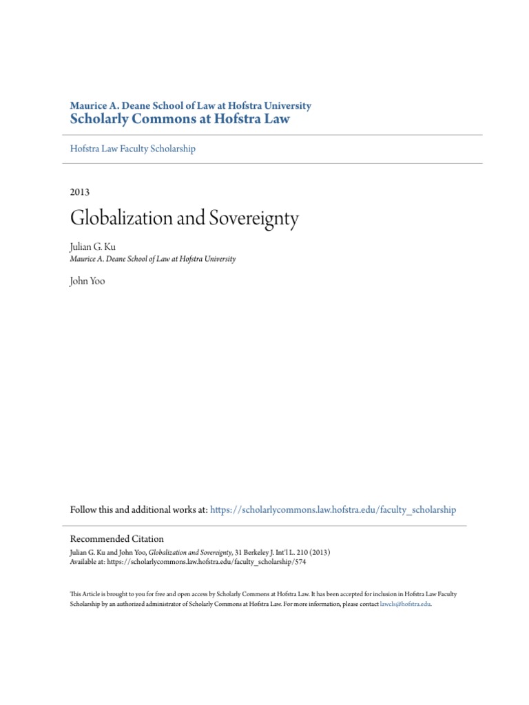 Globalization and Sovereignty | PDF | International Law | Globalization