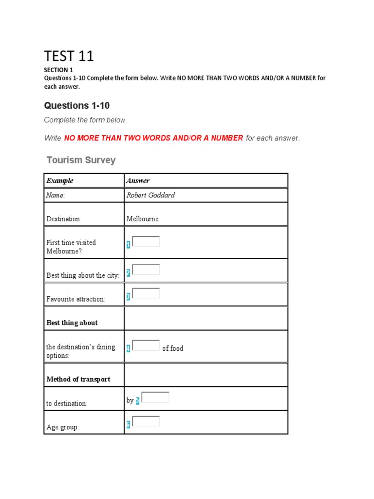 Test 11: Questions 1-10 | PDF | Lion