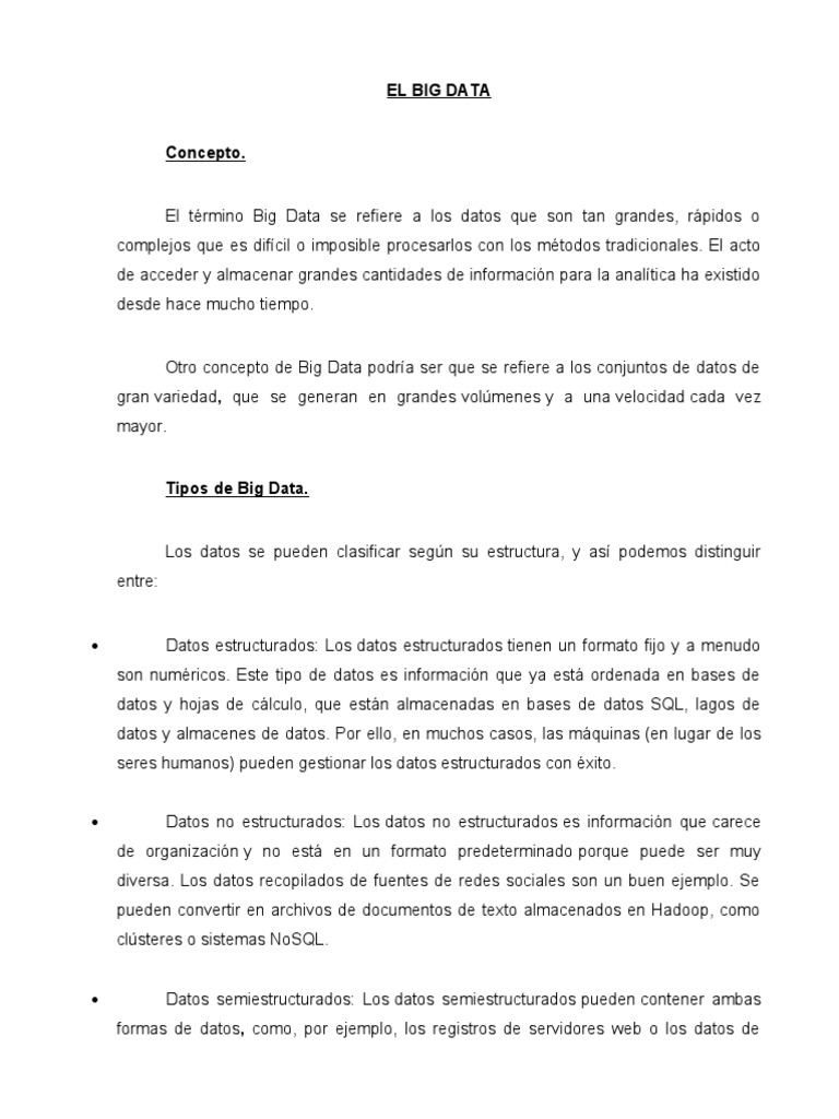 El Big Data | PDF | Big Data | Aprendizaje automático