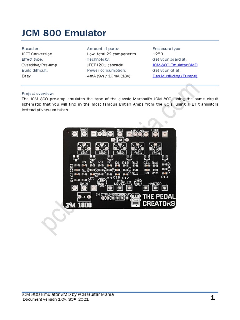 JCM 800 SMD Building Docs | PDF | Printed Circuit Board | Transistor