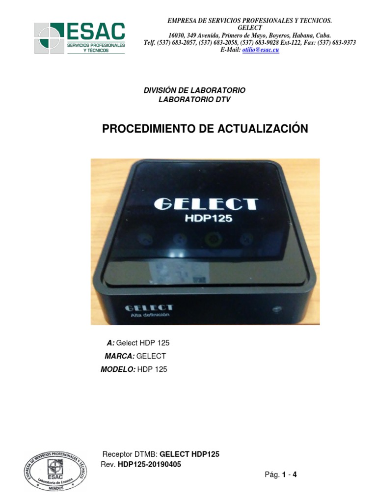Procedimiento de Actualizacion Gelect HDP 125 | PDF | Archivo de computadora | Ingeniería ...
