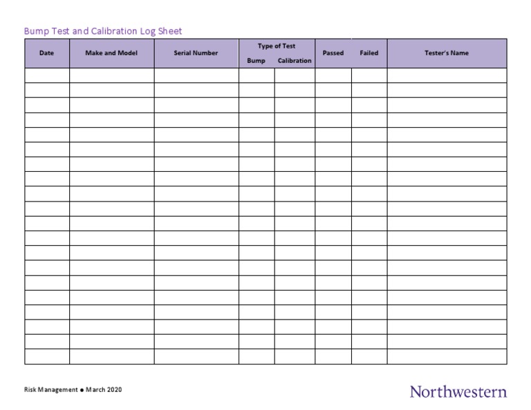Bump Test and Calibration Log Sheet | PDF