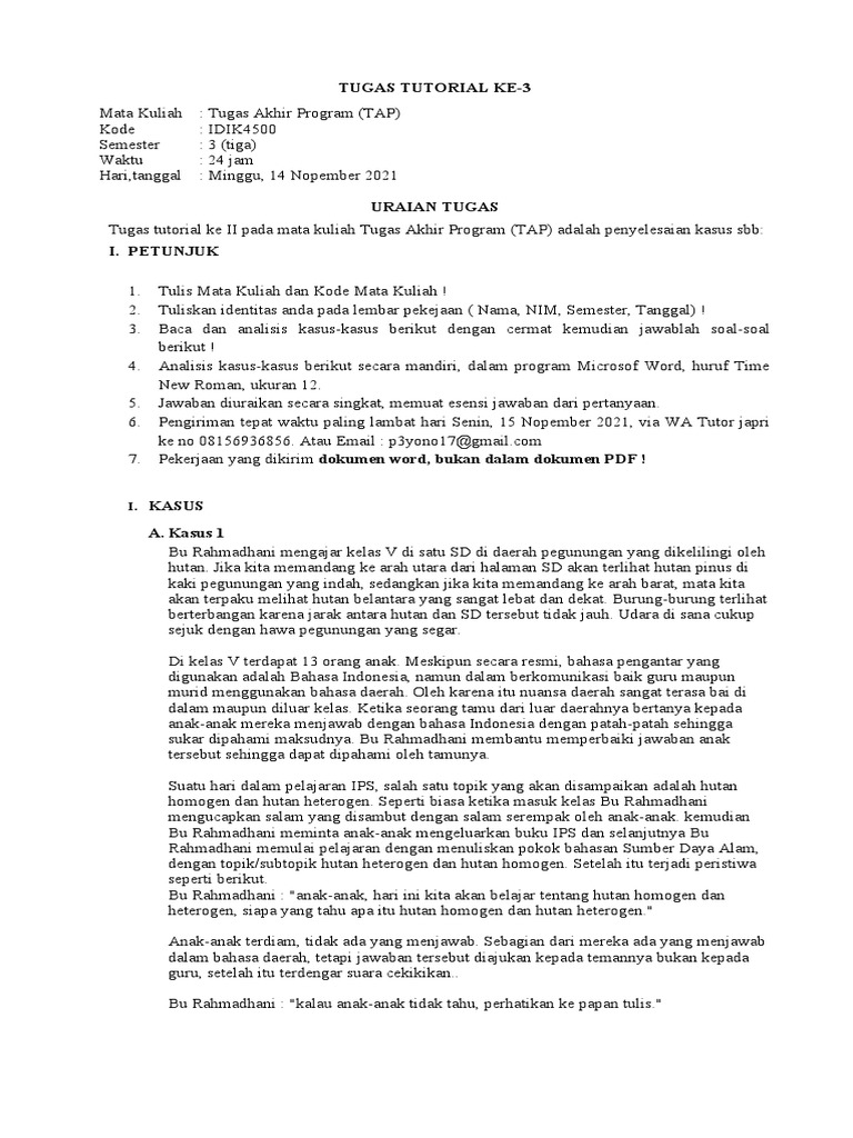 Tugas Tutorial Ke III | PDF