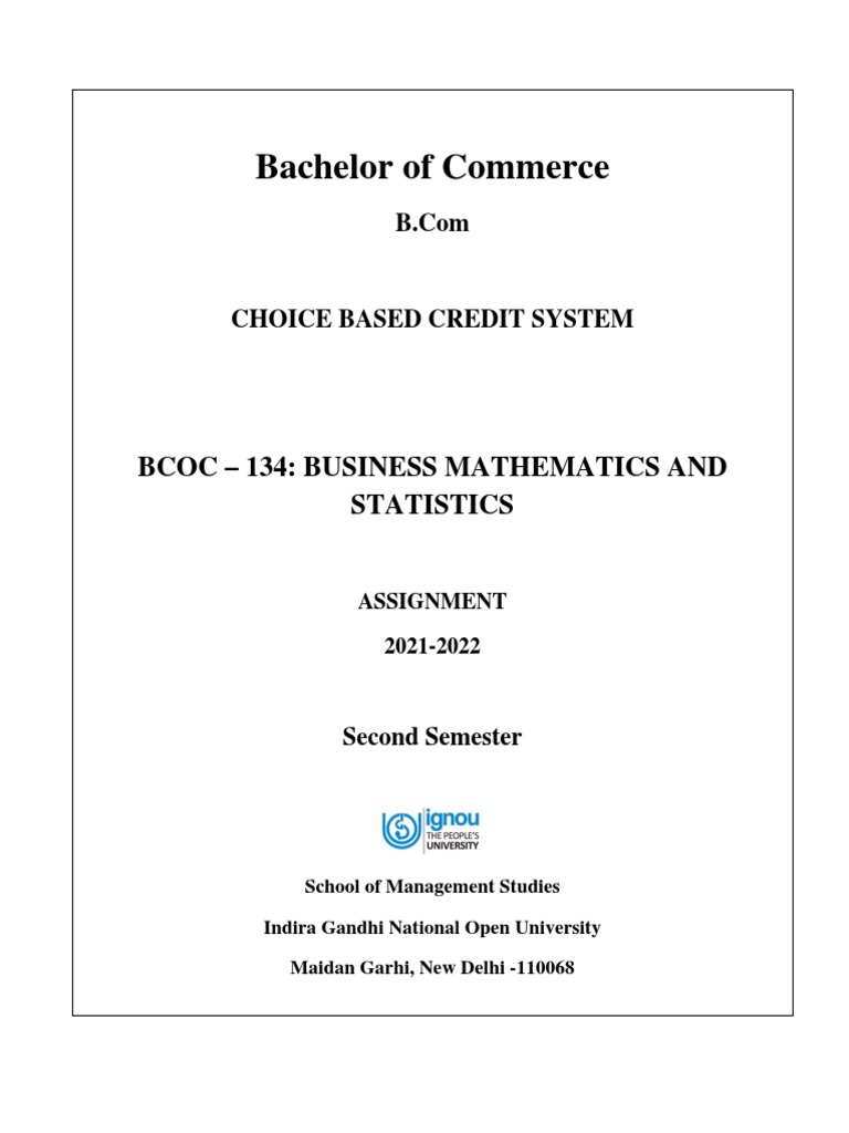 BCOC - 134 Business Mathmatics E | PDF | Correlation And Dependence ... BCOC - 134 Business Mathmatics E | PDF | Correlation And Dependence ...