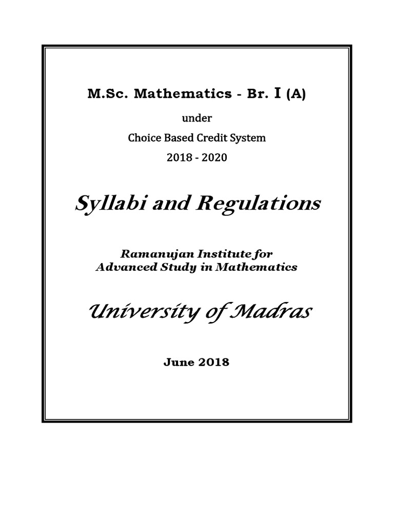 M.Sc. Math Syllabus 2018-2020 | PDF | Measure (Mathematics) | Ring ...