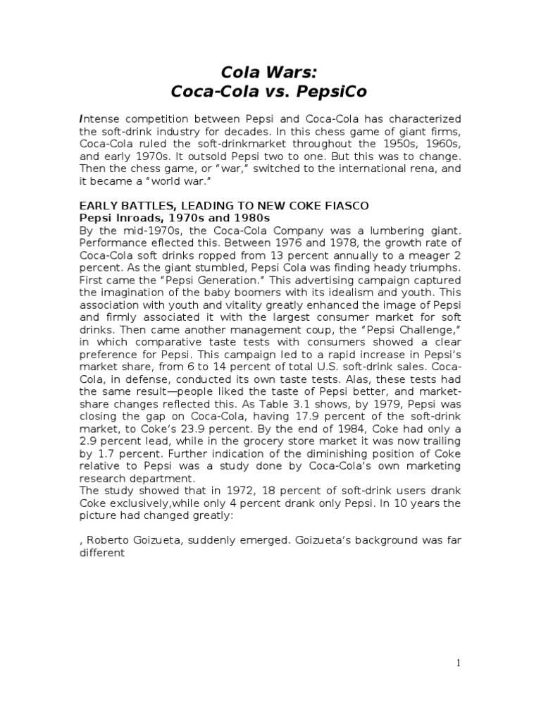 The Cola Wars: A History of the Intense Competition Between Coca-Cola ...