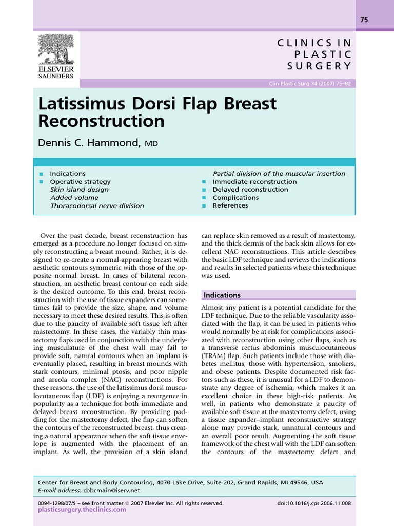 Latissimus Dorsi Flap Breast Reconstruction | PDF | Medical Specialties ...