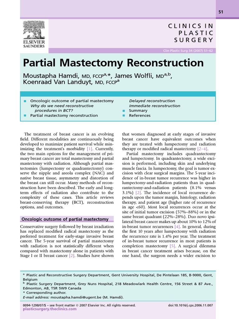 Partial Mastectomy Reconstruction Options | PDF | Mastectomy | Breast ...
