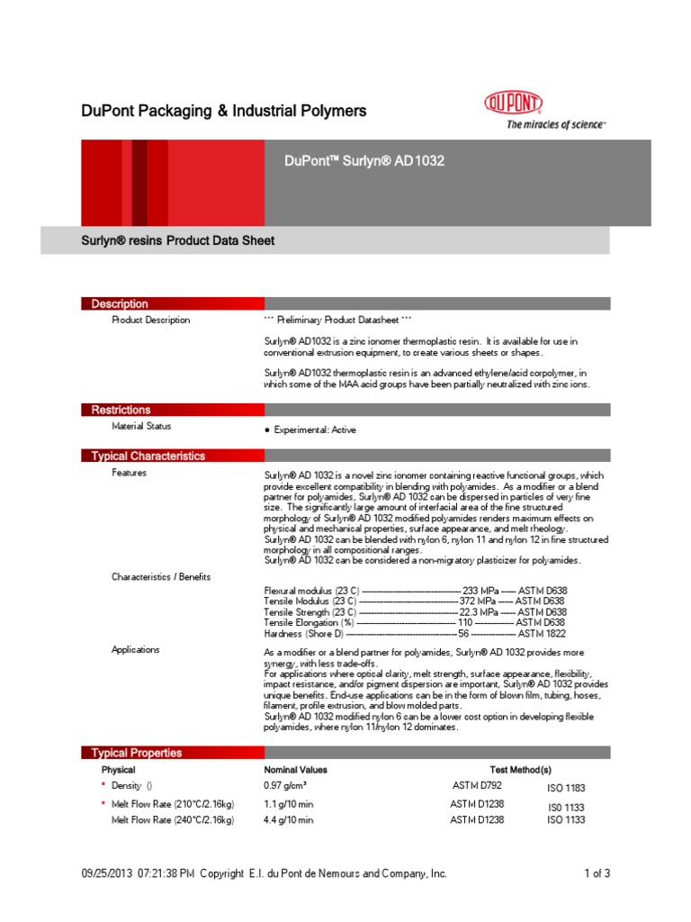 Dupont Packaging & Industrial Polymers | PDF | Stainless Steel | Nylon