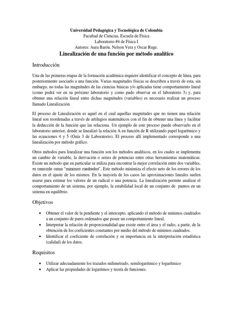 Linealizacion de Funciones | PDF | Mínimos cuadrados | Sistema de ...