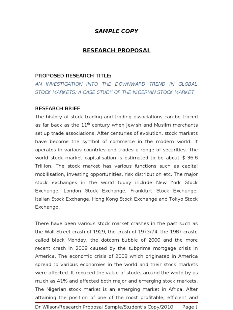 Research Proposal Sample | PDF | Stock Market | Data Analysis
