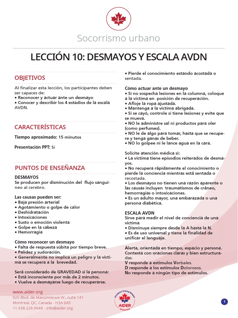10SP-Desmayos y Escala AVDN | PDF | Medicina | Enfermedades y ...