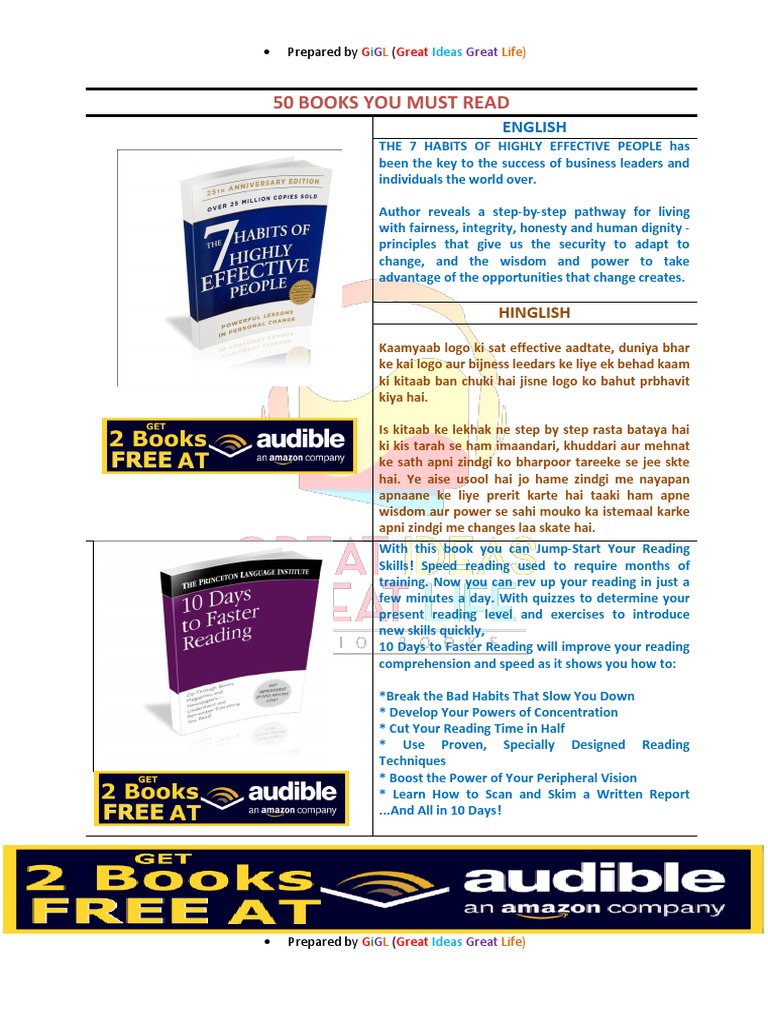 50 Books You Must Read: English | PDF