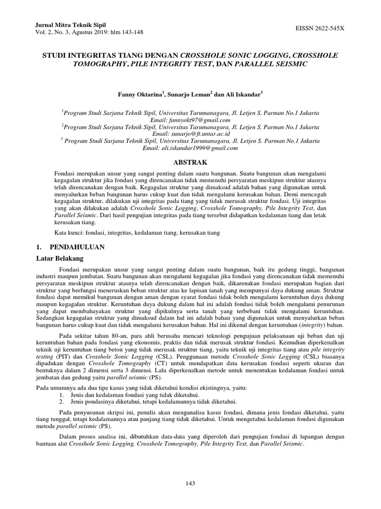 Uji Integritas Tiang dengan CSL dan Seismic | PDF