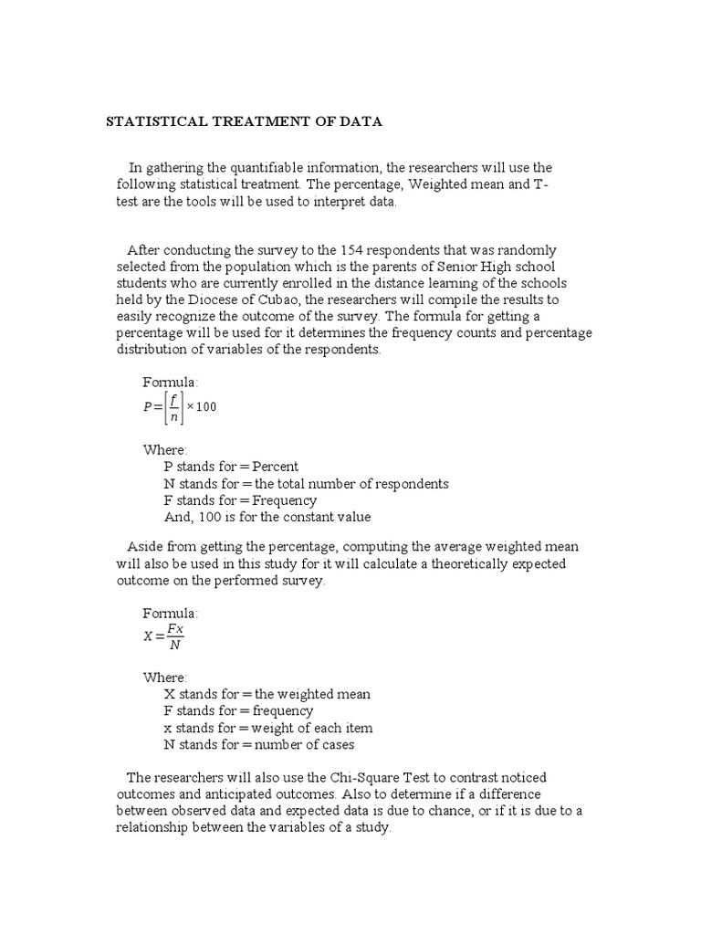 Statistical Treatment Methods in Research | PDF