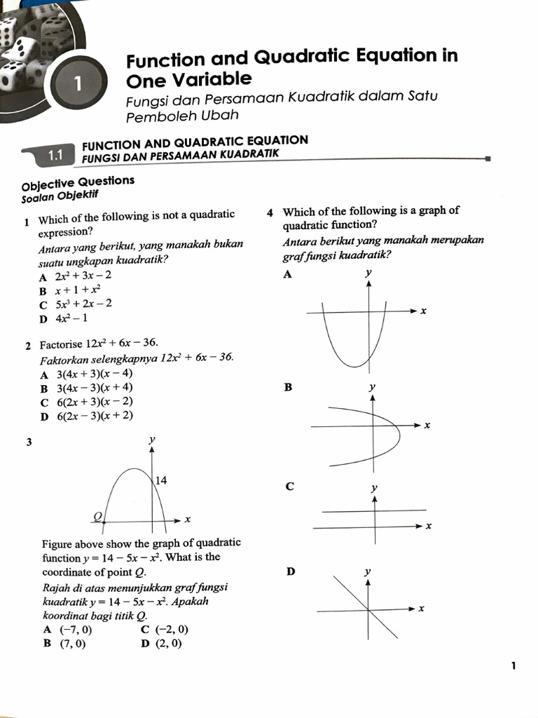 F4 Maths Dlp Chap1 Function Quadratic Equation Pdf