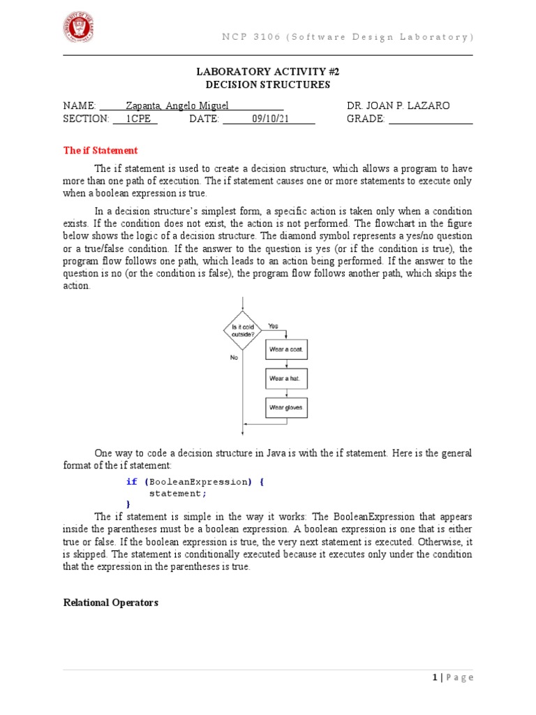 Laboratory Activity #2 Decision Structures: The If Statement | PDF | Boolean Data Type | Computing