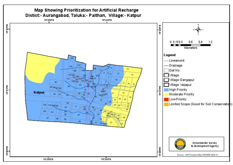 Map Showing Prioritization For Artificial Recharge Distict:-Aurangabad ...