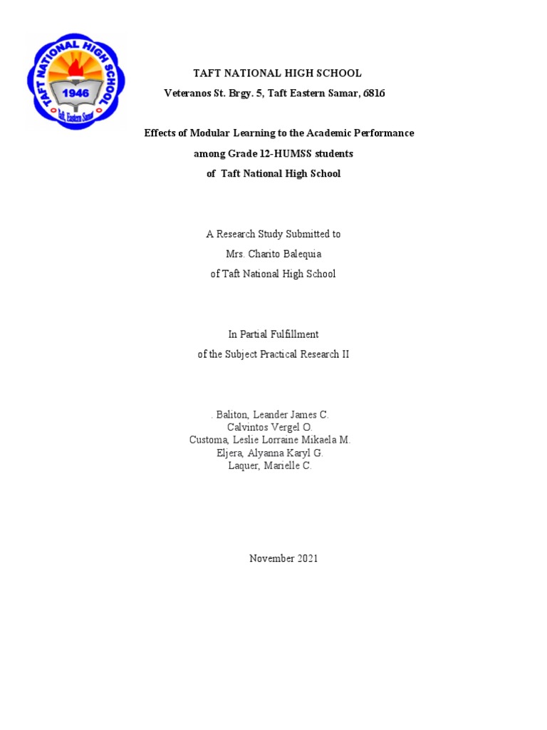 Effects of Modular Learning To The Academic Performance | PDF | Survey ...