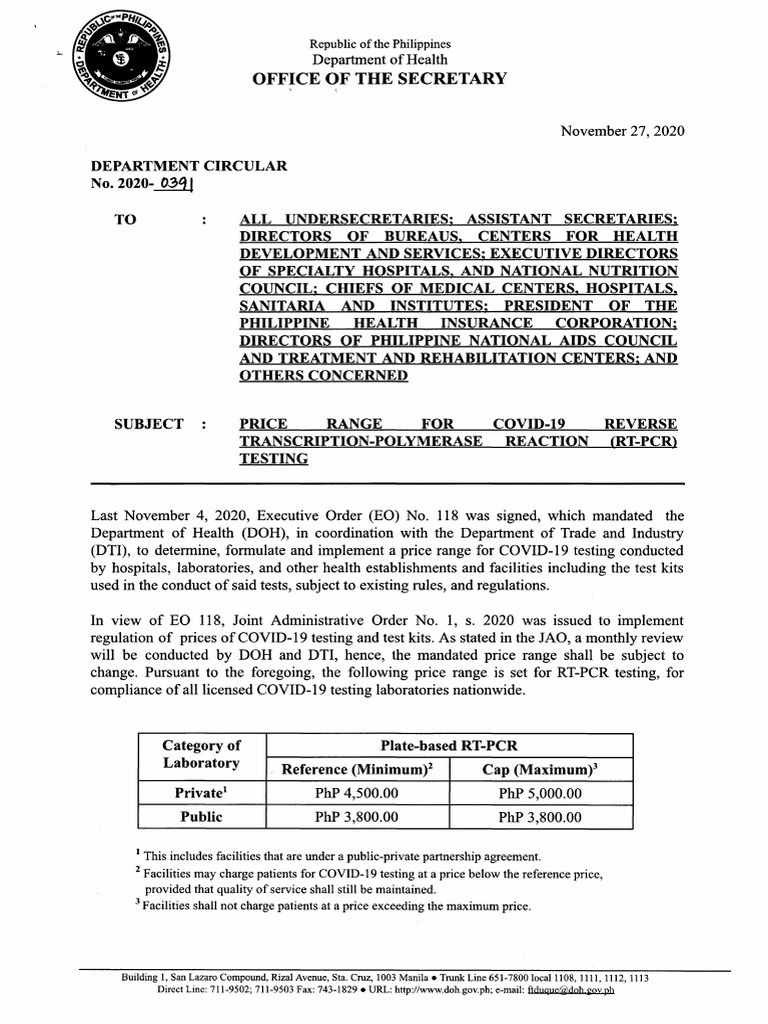 Department Circular 2020-0391 & 2021-0323 | PDF | Health Economics ...
