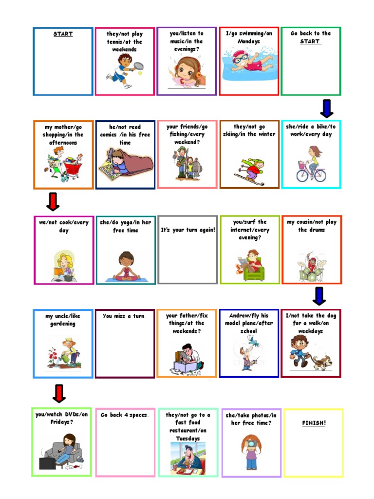 Present Simple Boardgame Boardgames Fun Activities Games Games Grammar ...