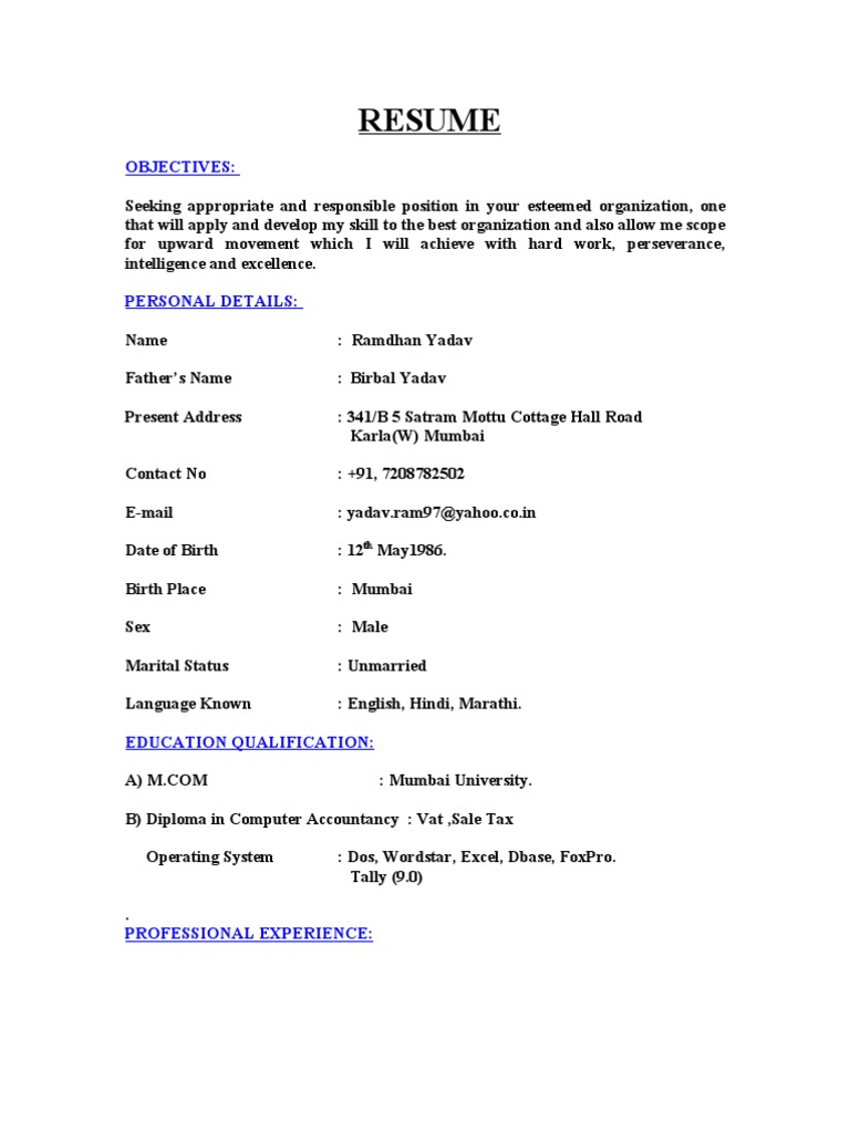 Resume: Objectives | PDF | Career & Growth