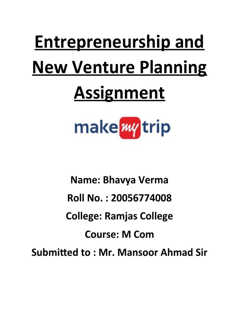 Entrepreneurship and New Venture Planning Assignment | PDF ...