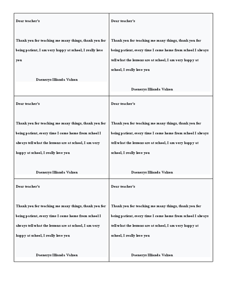 Thank You Letter to My Teacher | PDF