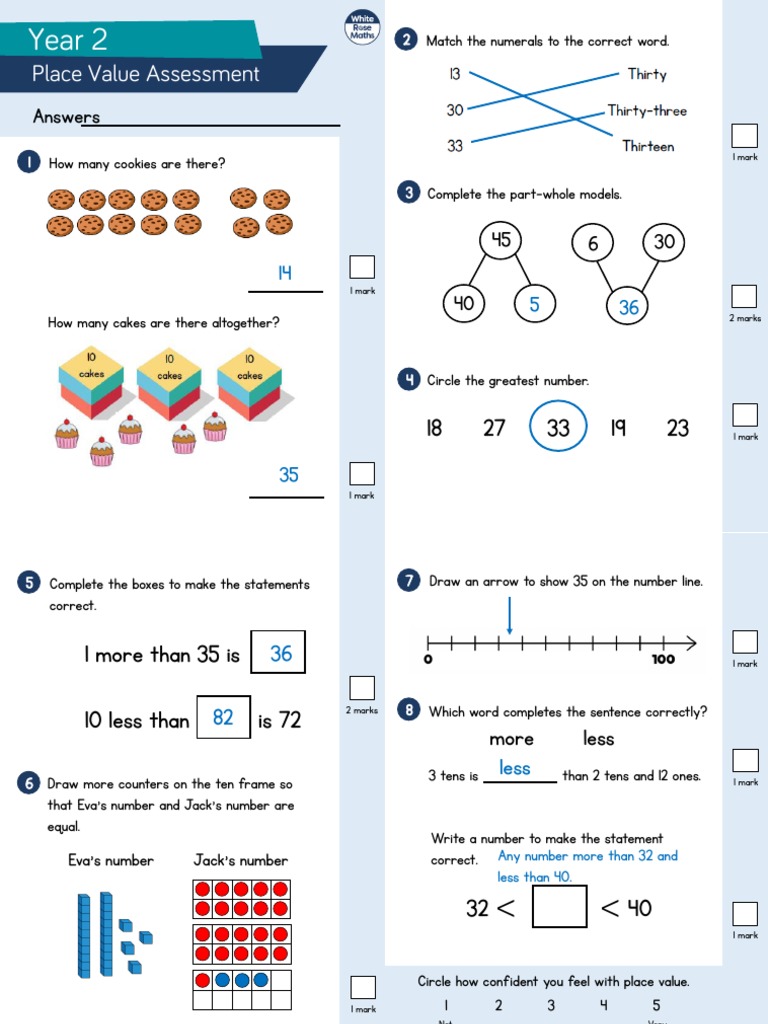 Year 2: Place Value Assessment | PDF | Cognition