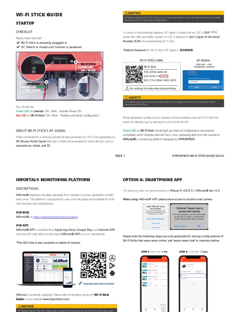 Hypontech Wi Fi Stick Guide v2.0.0 | PDF | Wi Fi | Smartphone