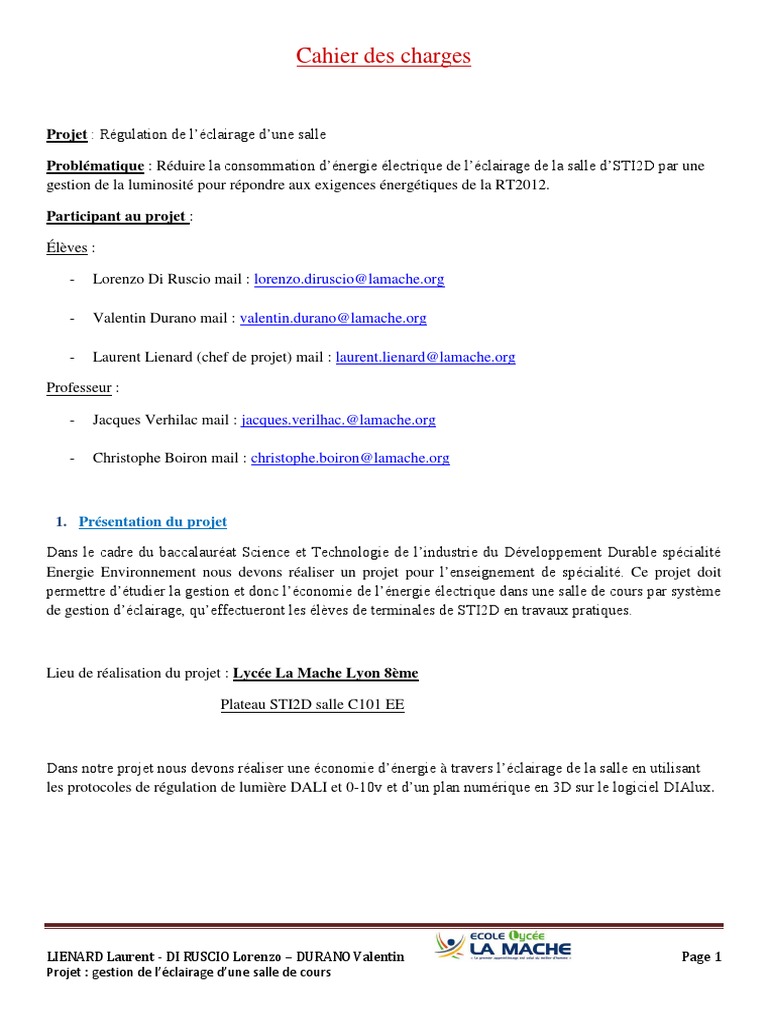 Optimisation Éclairage Salle STI2D | PDF | Technologie et ingénierie