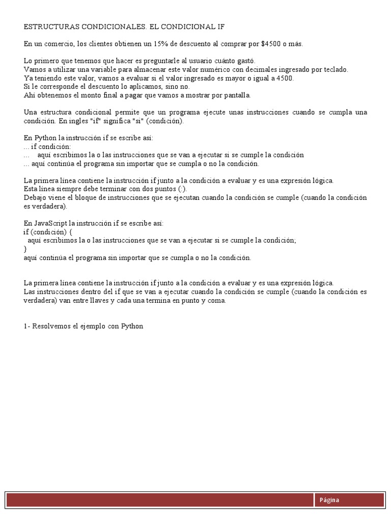 Estructuras Condcionales y Repetitivas | PDF | Python (lenguaje de ...