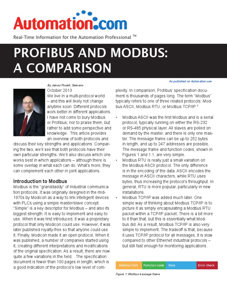 Profibus and Modbus - A Comparison | PDF | Internet Protocol Suite ...