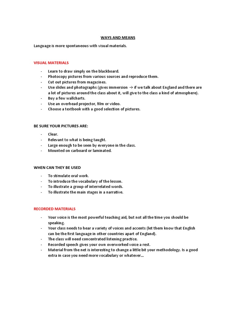 Ways and Means: Visual Materials | PDF | Art