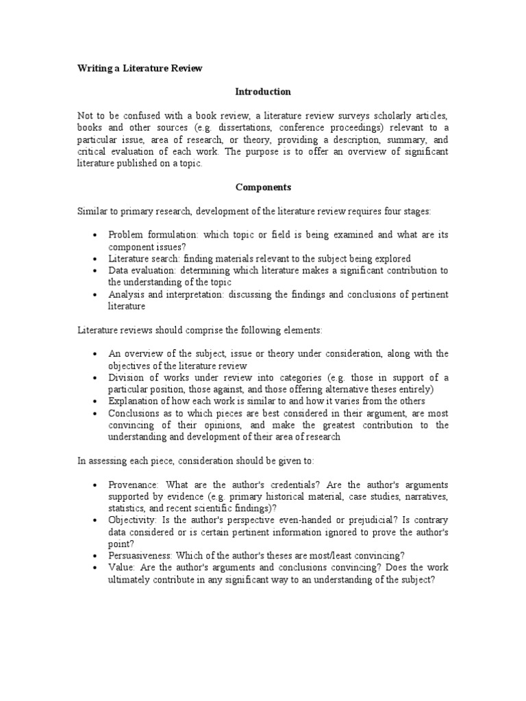 Literature Review | Thesis | Abstract (Summary)