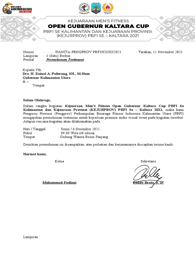 Surat Permohonan Testimoni | PDF