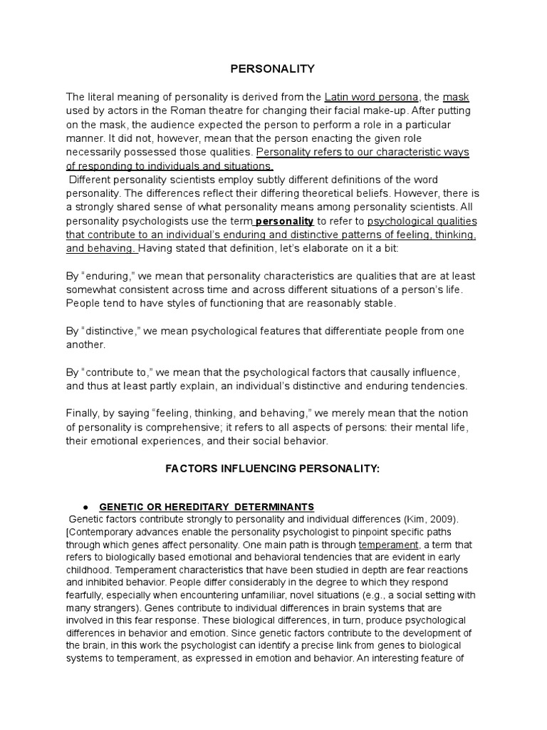Factors Influencing Personality | PDF | Extraversion And Introversion ...