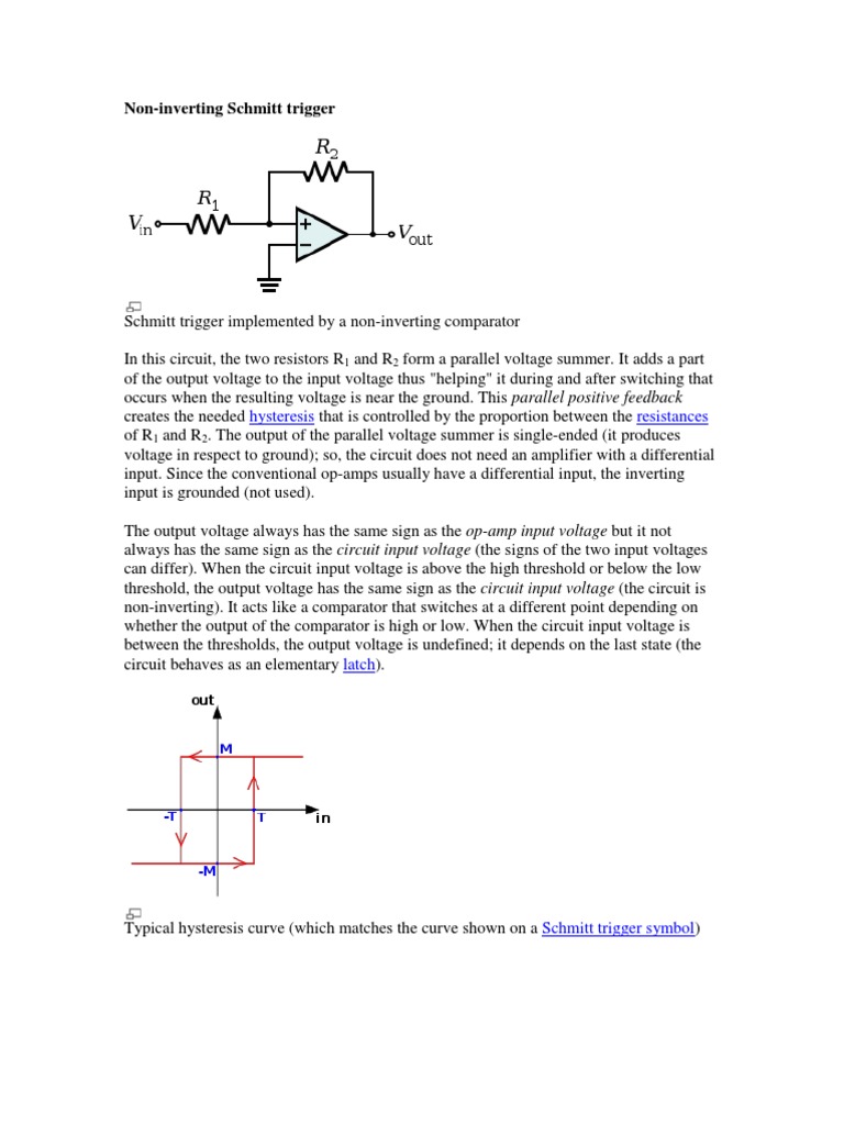 Non Inverting Schmitt Trigger Pdf Manufactured Goods Electromagnetism