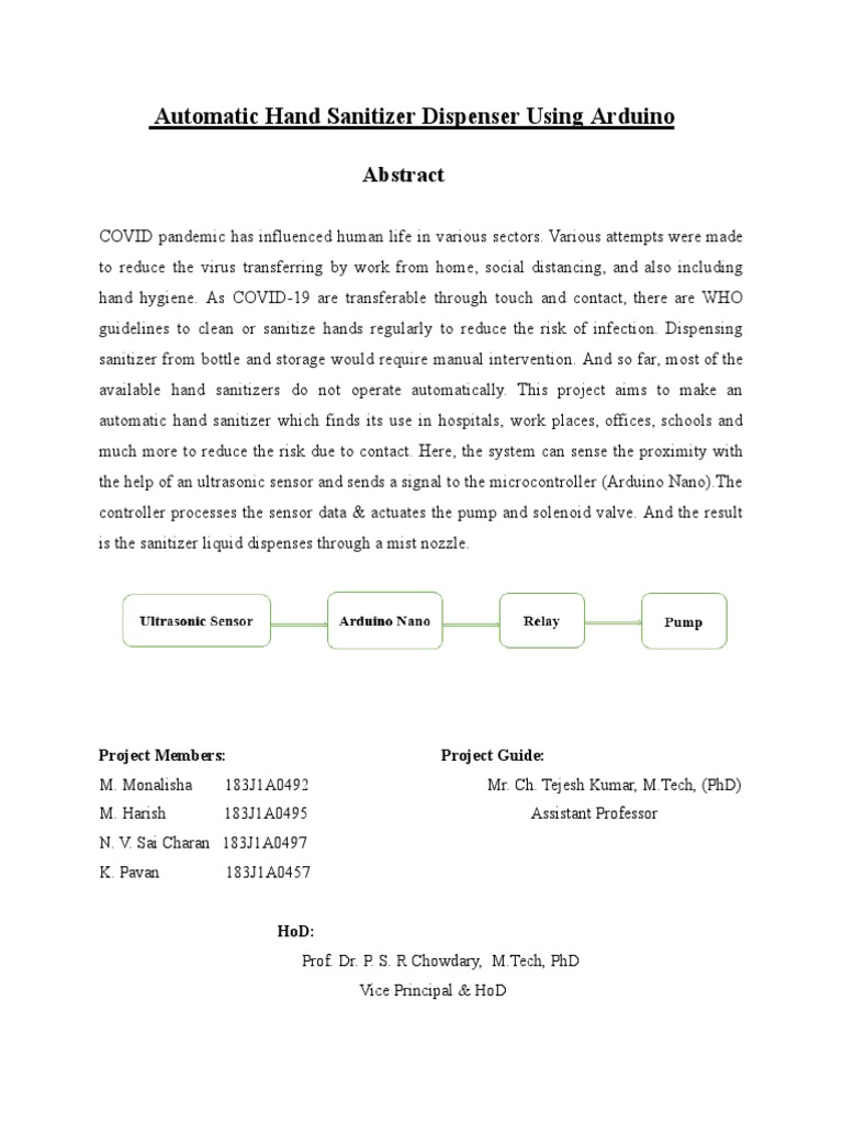Automatic Hand Sanitizer Dispenser Using Arduino | PDF | Art | Self-Improvement