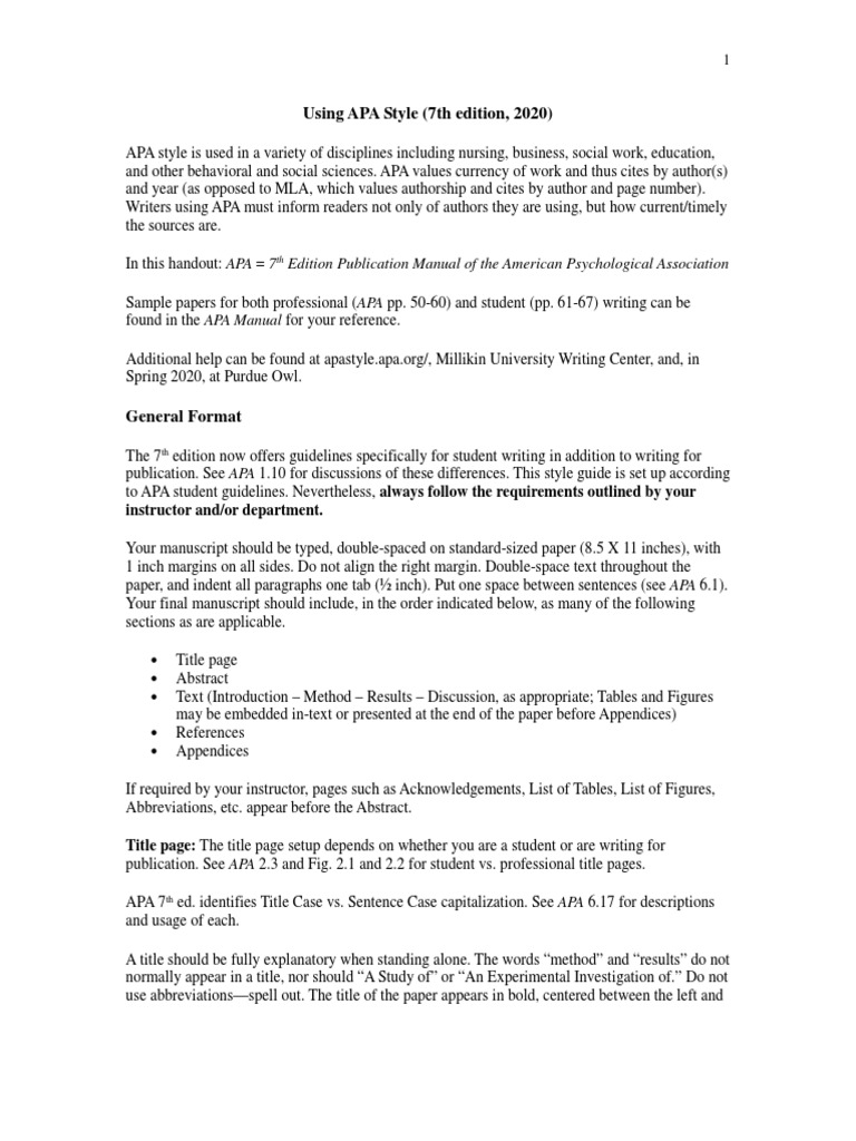 Using APA Style (7th Edition, 2020) : Edition Publication Manual of The ...